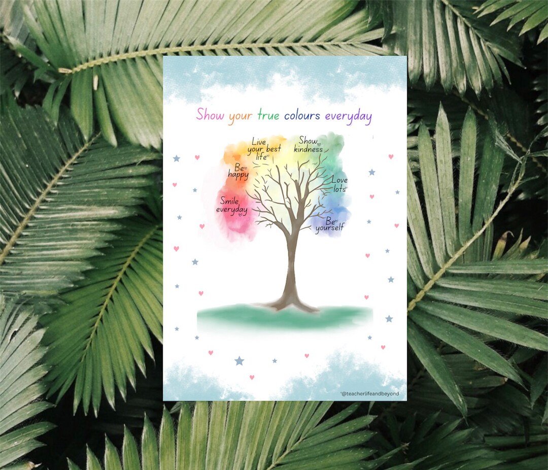 Rainbow Tree Show Your True Colours Everyday Positive Well Being Self ...
