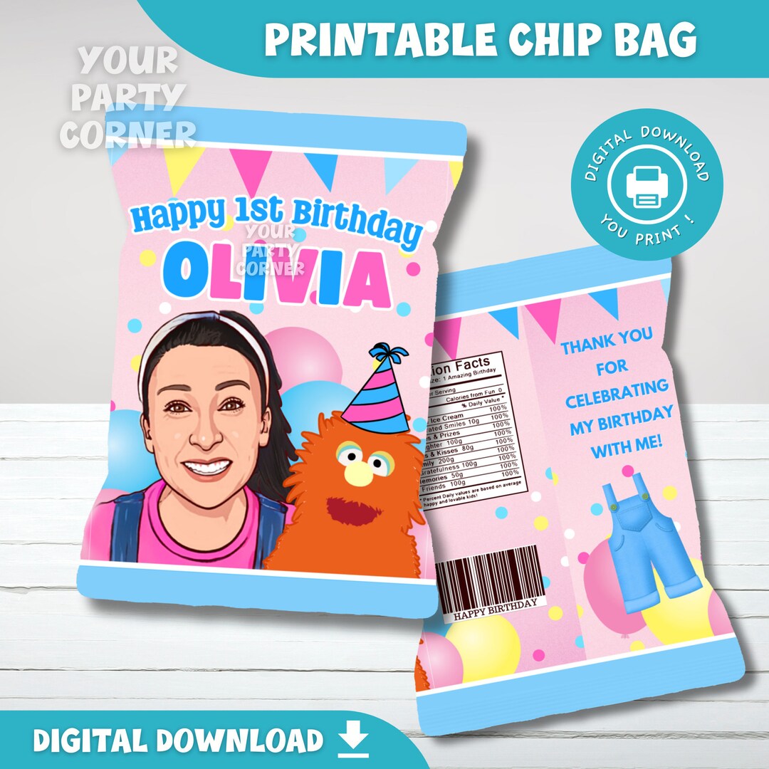 Printable Chip Bag | Kids Birthday Party Favor | Instant Download ...