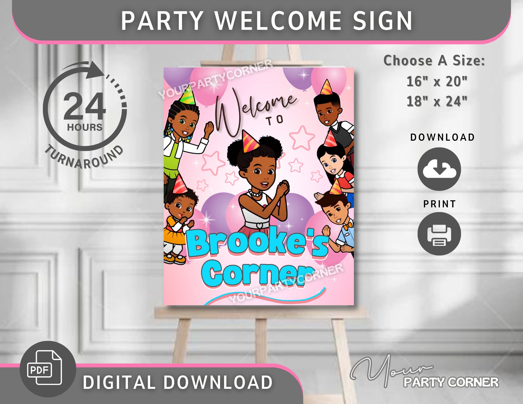 Customizable Digital Welcome Sign for Kids' Birthday Personalized Party ...