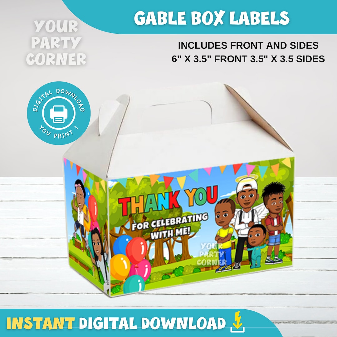 Digital Party Favor Gable Box Label | Party Favor Box Sticker | Gable ...