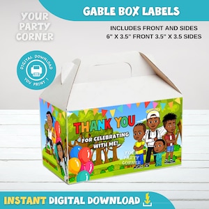Digital Party Favor Gable Box Label | Party Favor Box Sticker | Gable ...