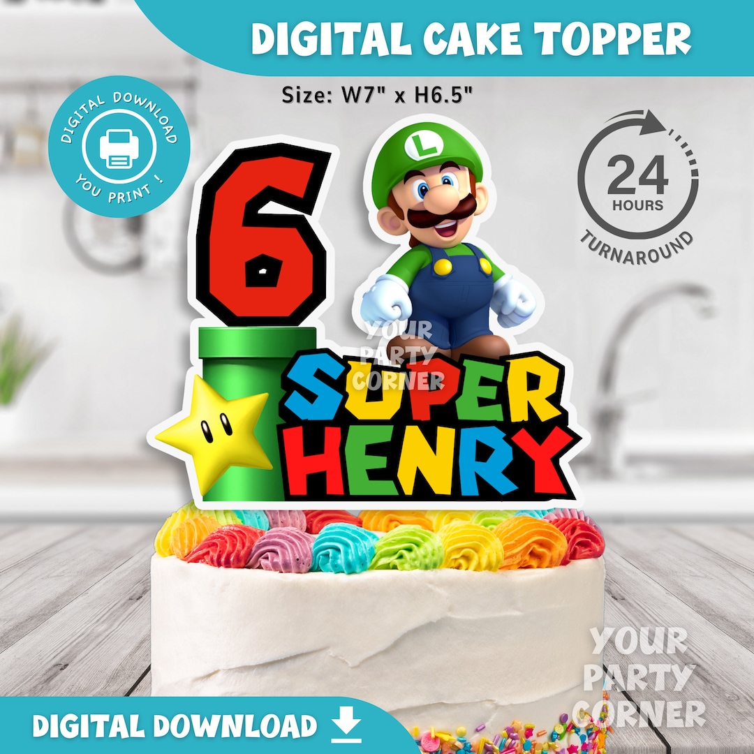 Super Mario Personalized Cake Topper | Super Mario Birthday Party ...
