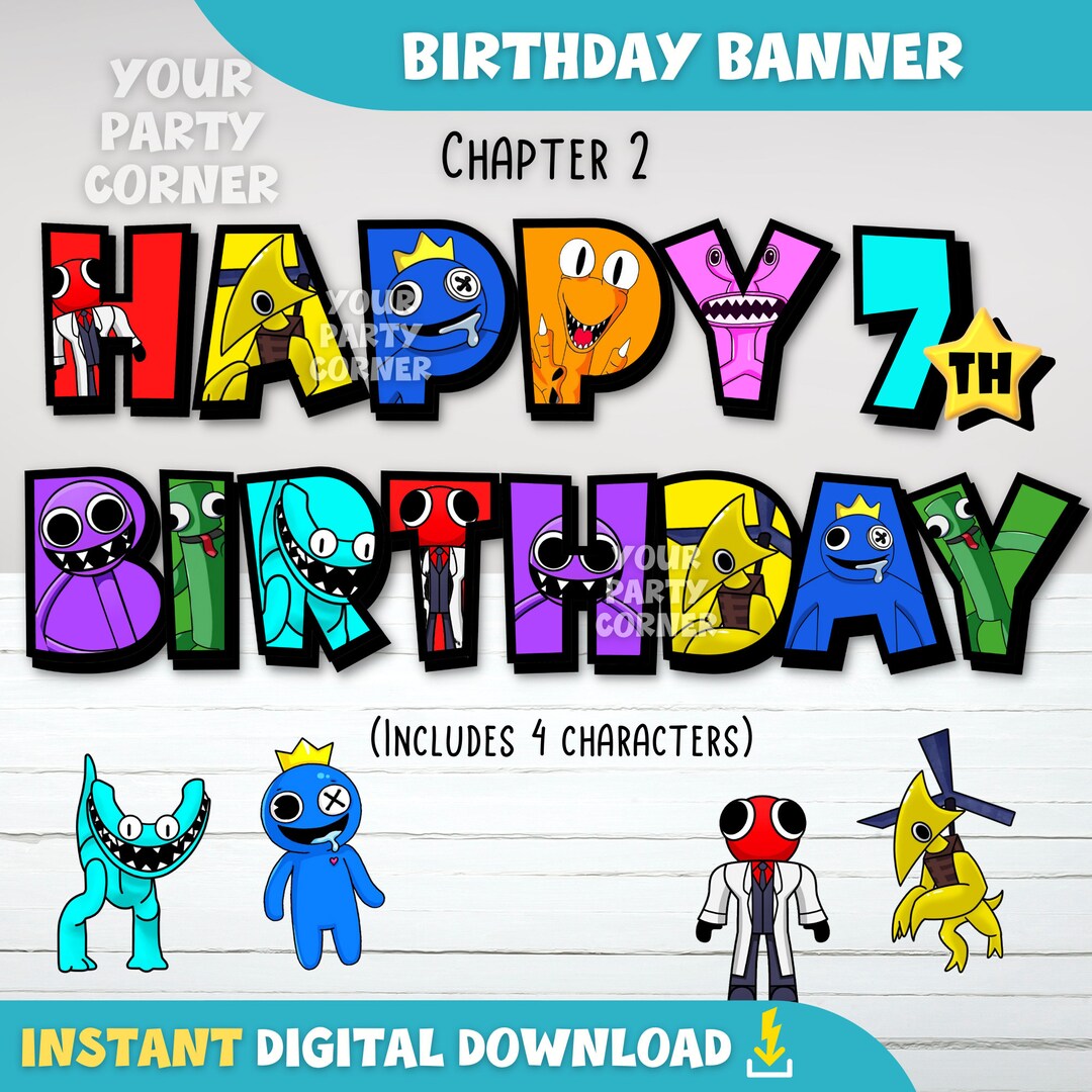 Rainbow Friends Birthday Banner | Rainbow Friends Printable Birthday ...