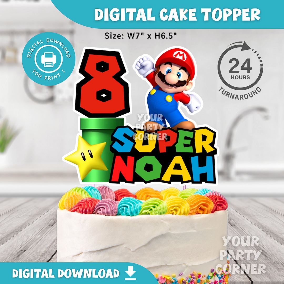 Super Mario Personalized Cake Topper | Super Mario Birthday Party ...