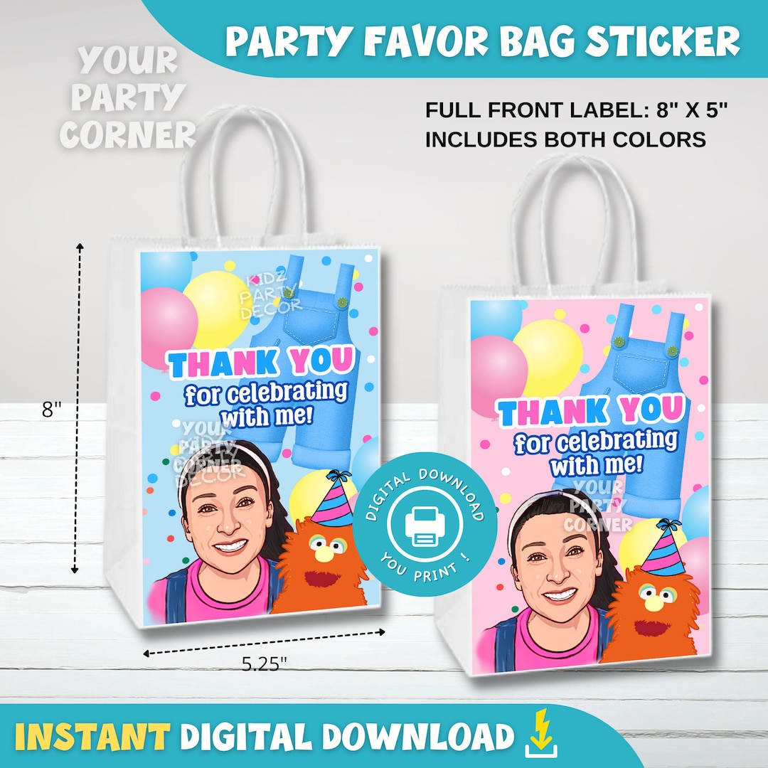 Digital Party Favor Bag Label Sticker | Party Favor Bag Sticker | Thank ...