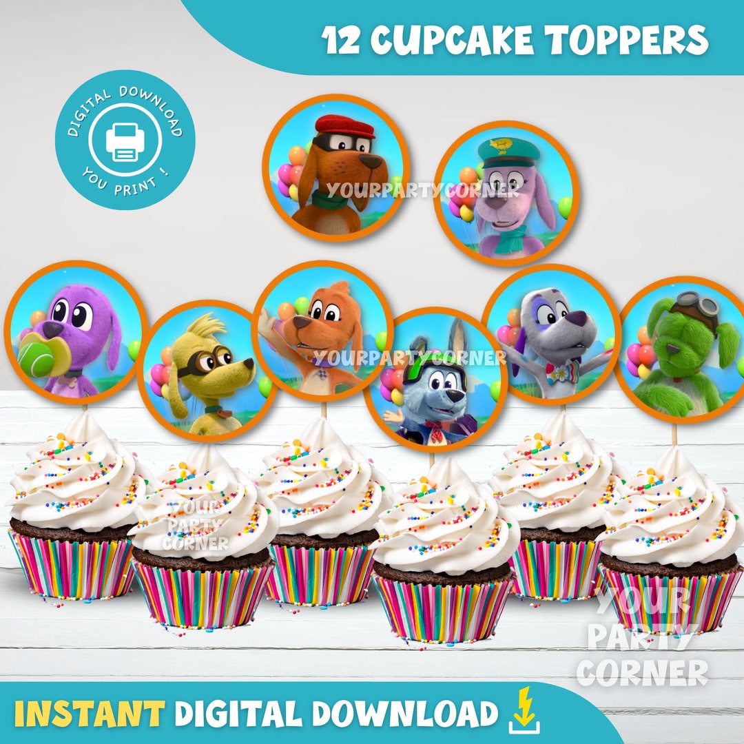 Set of 12 Digital Cupcake Toppers | Instant Download | Party Decoration ...