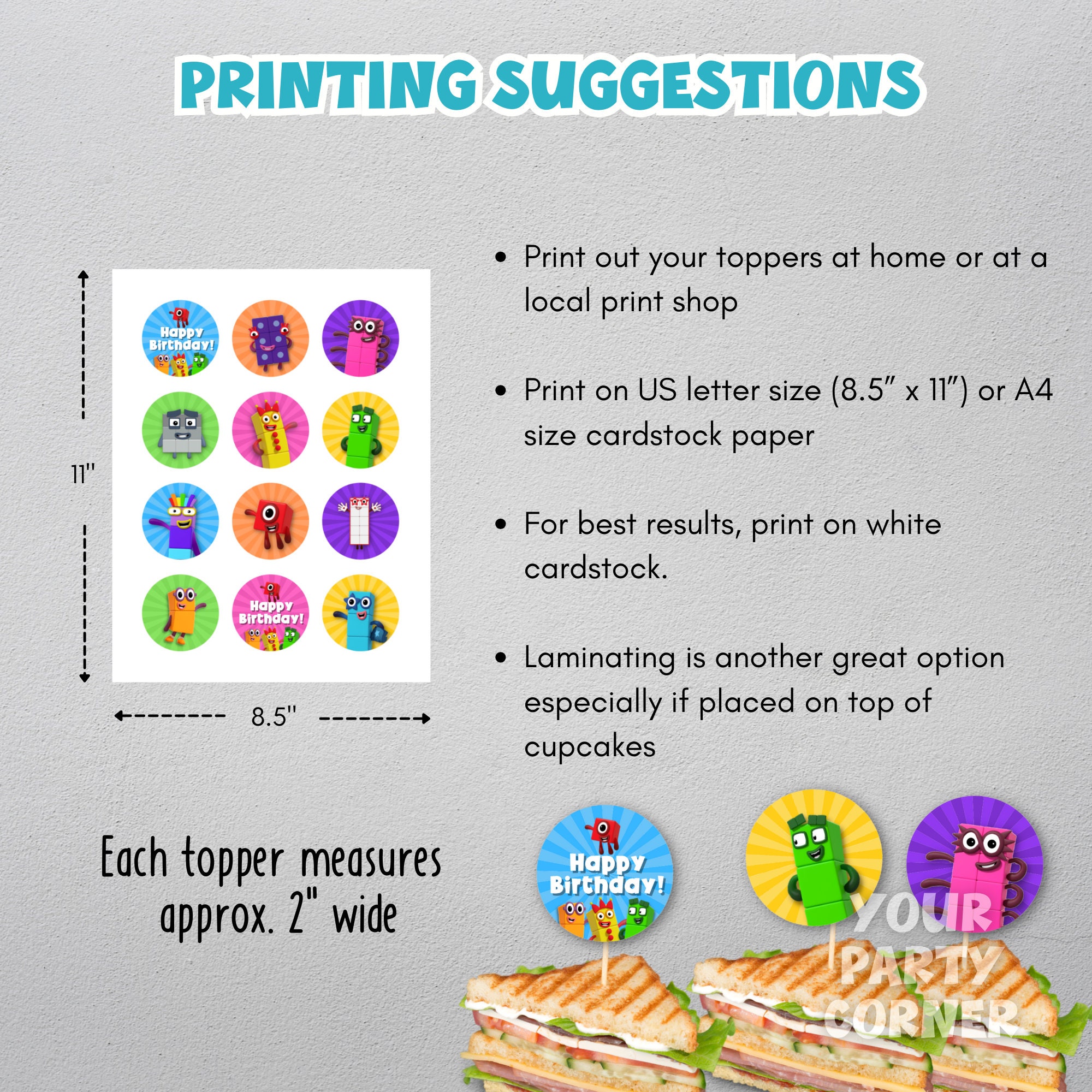 Set of 12 Digital Cupcake Toppers Numberblocks Cupcake - Etsy