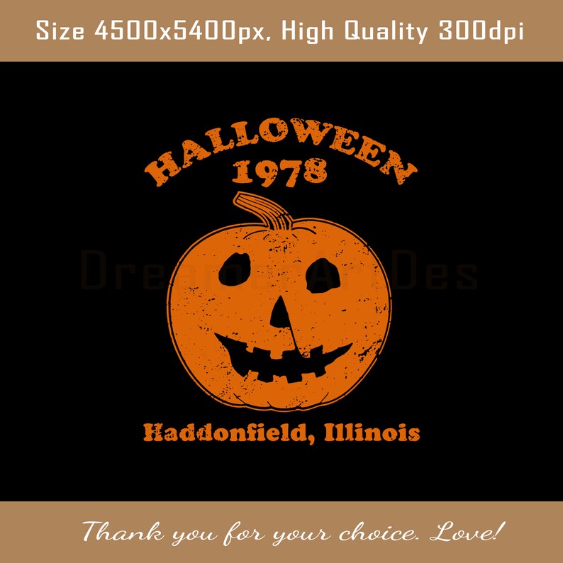Halloween 1978 Haddonfield Illinois PNG File Download Vintage - Etsy