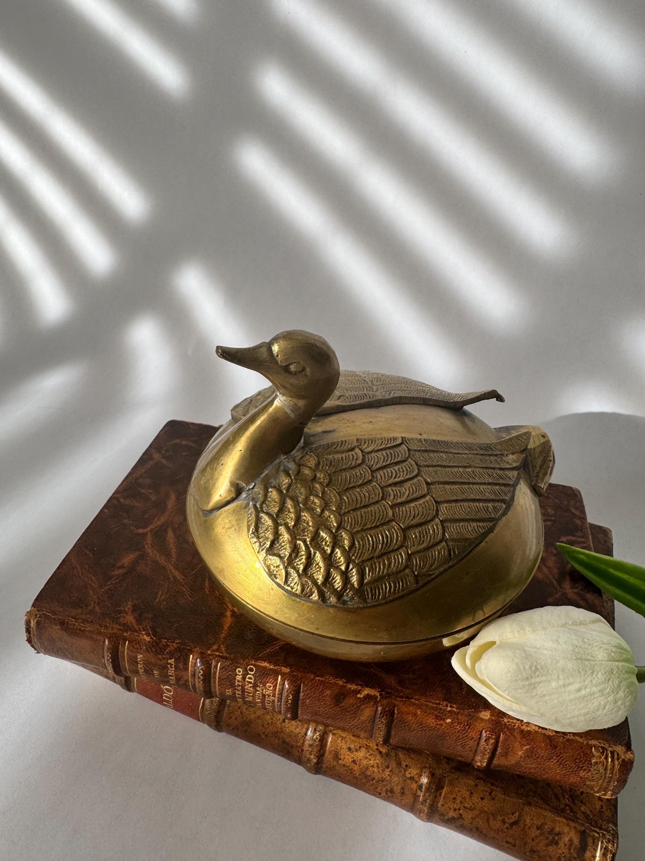 Vintage Brass Duck Dish, Bird Trinket Box - Etsy