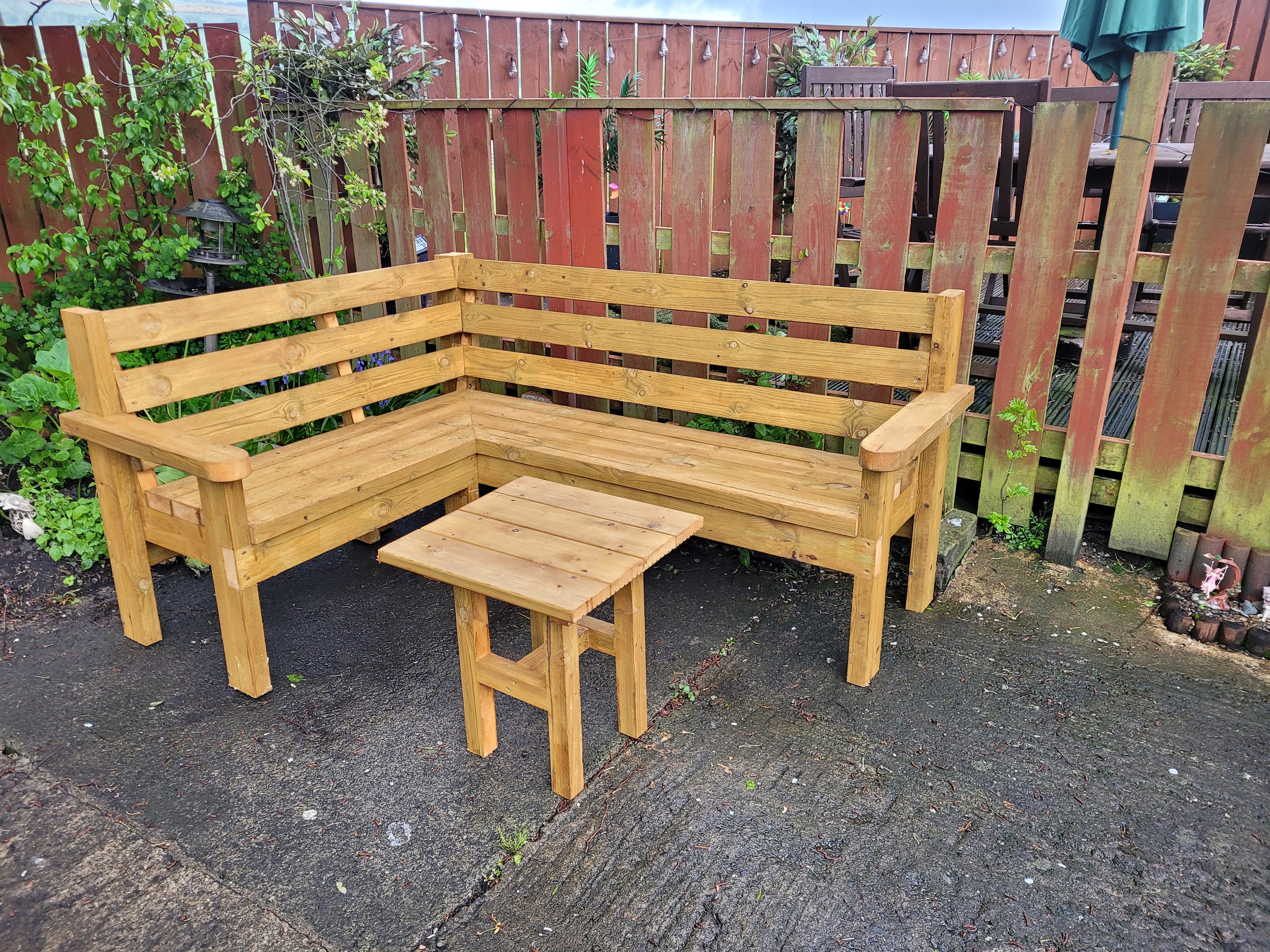 Garden Sofa L Shape Wooden Corner Unit Outdoor Bench - Etsy UK