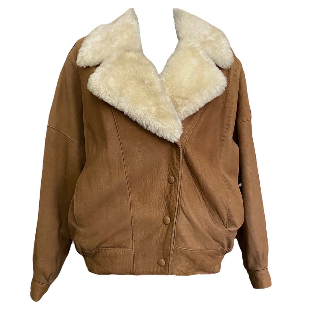 Vintage Reward London Suede Leather Jacket Size Large Beige - Etsy