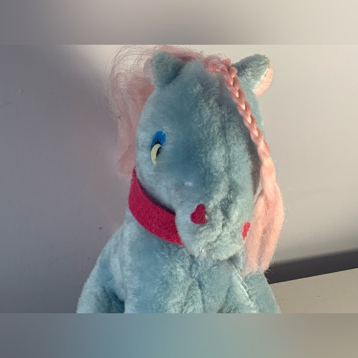 Vintage 80s MTY International Pink & Blue Plush Stuffed Animal Horse ...