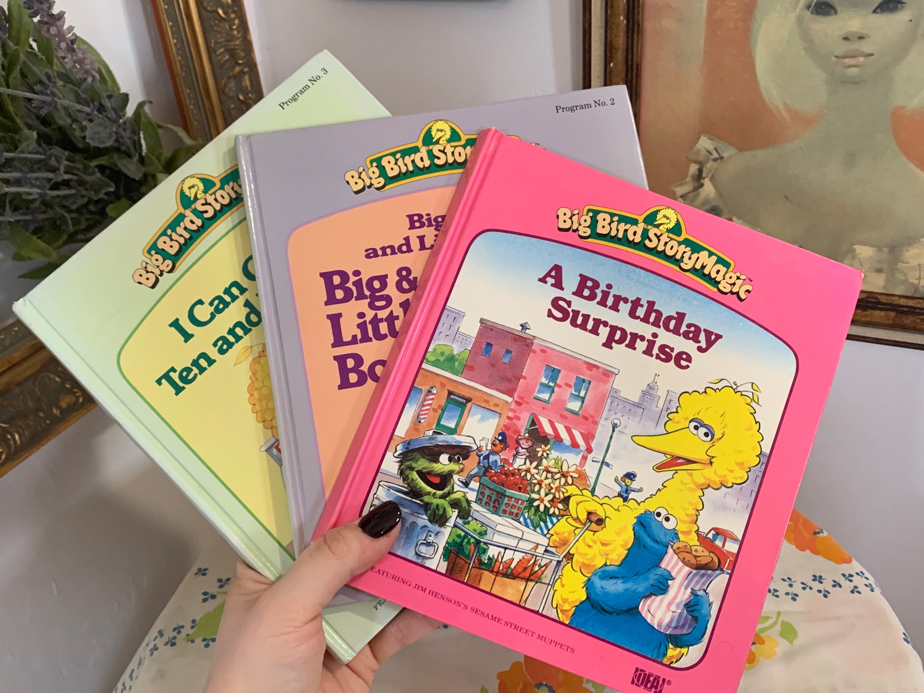 Big Bird Story Magic Book Set 1986 Vintage Sesame Street Rare Books No
