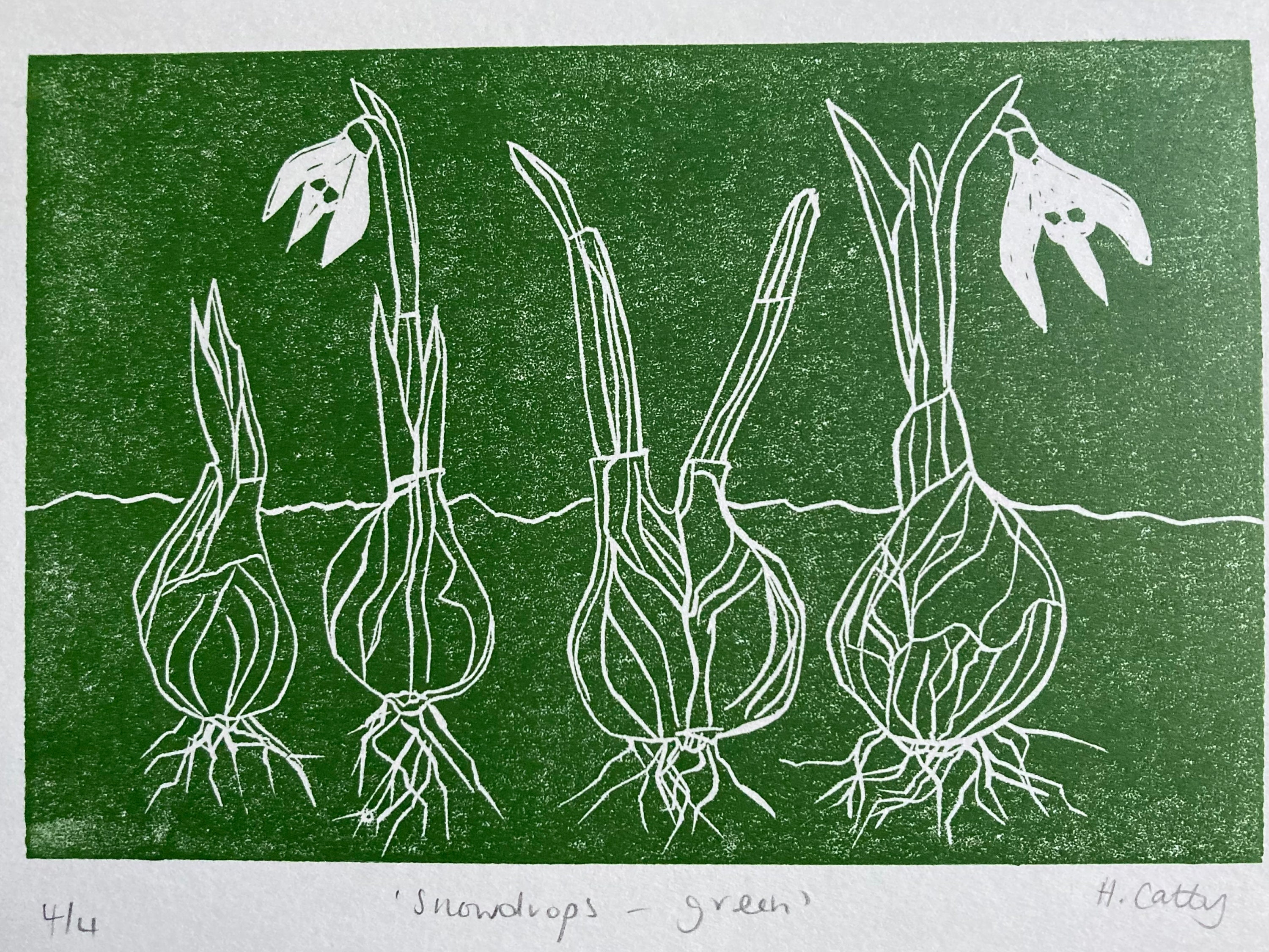 Snowdrop Linocut Original Print - Etsy