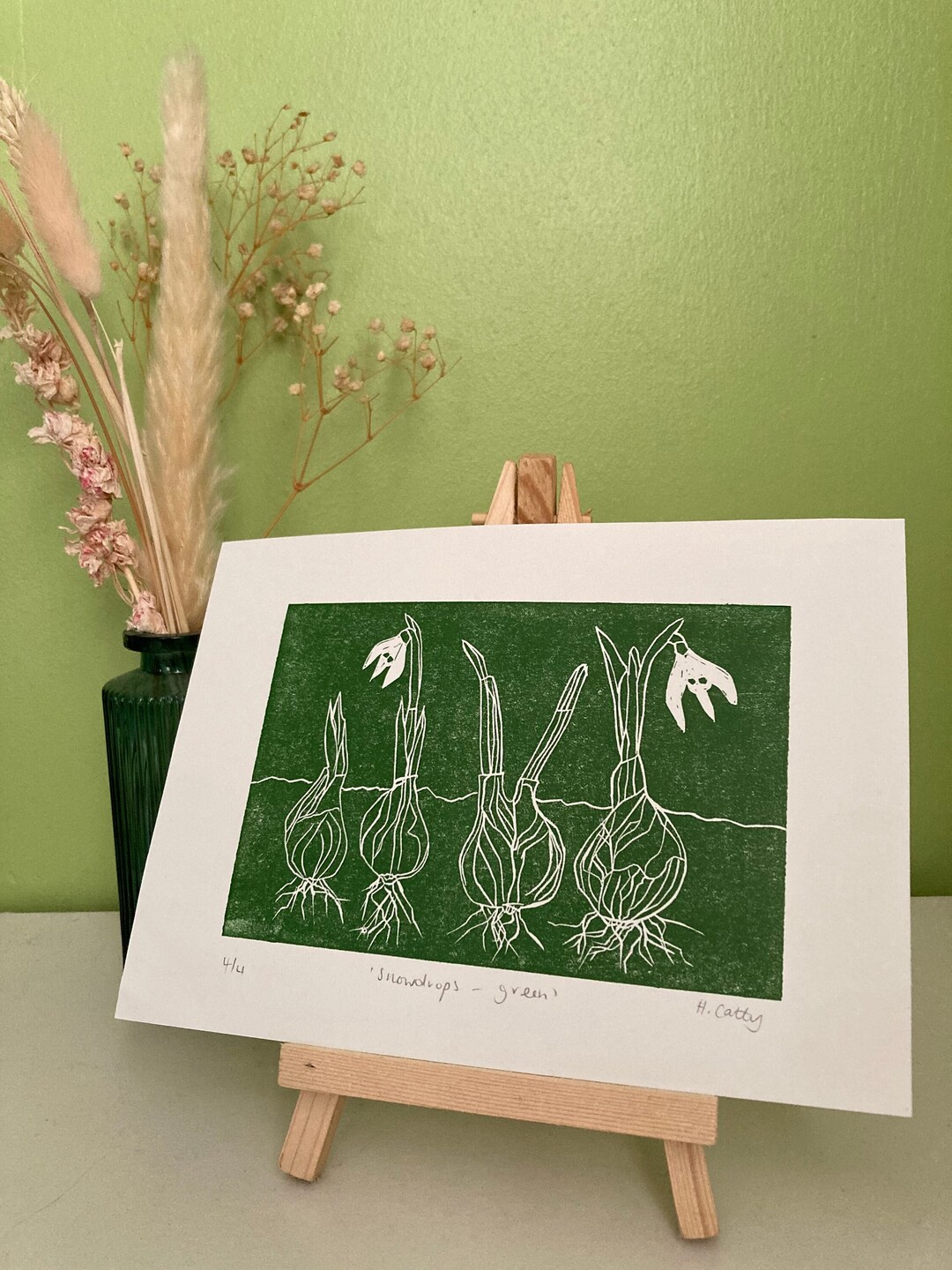 Snowdrop Linocut Original Print - Etsy