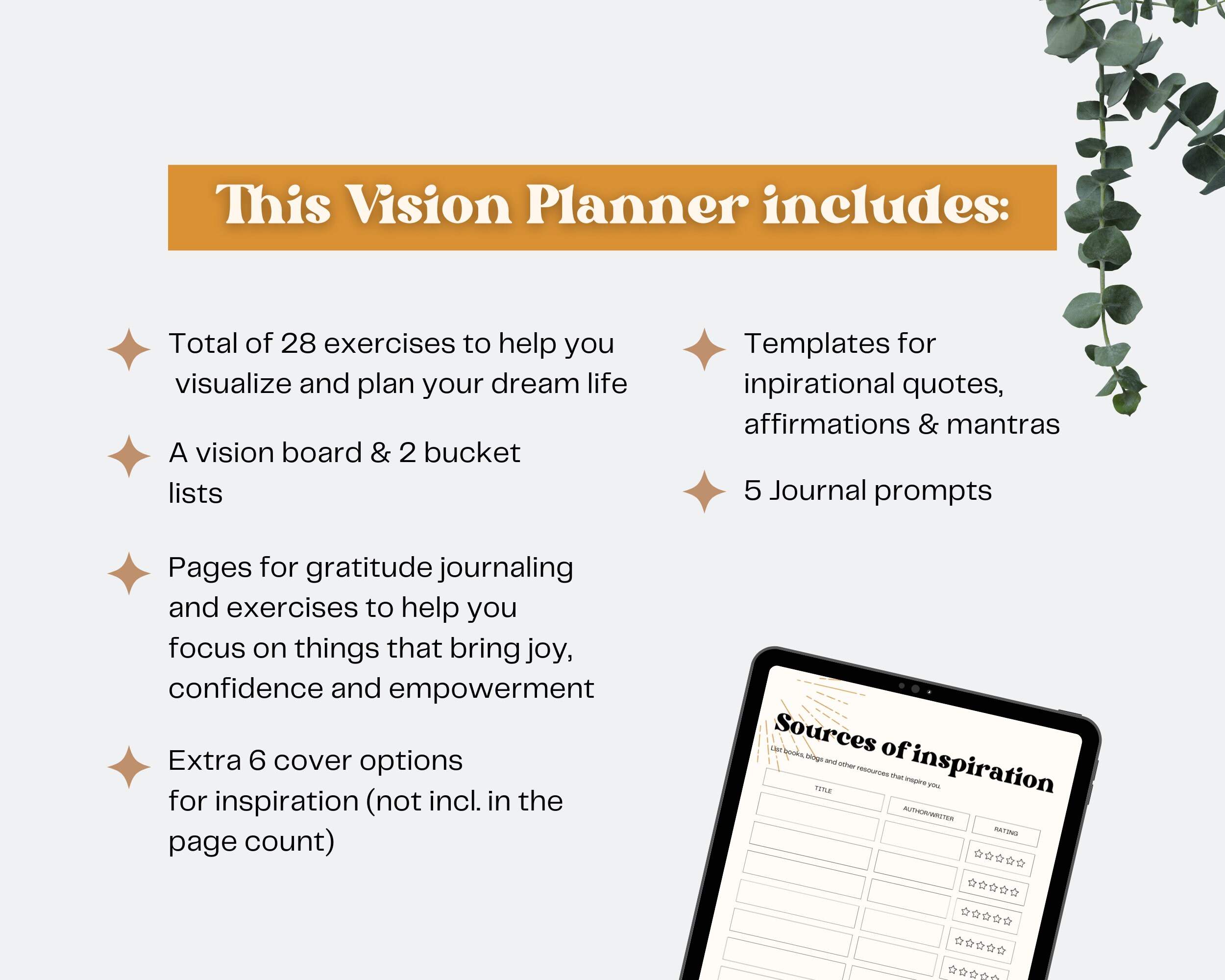 PLR Vision Board Planner With Resell Rights Editable Vision Planner ...