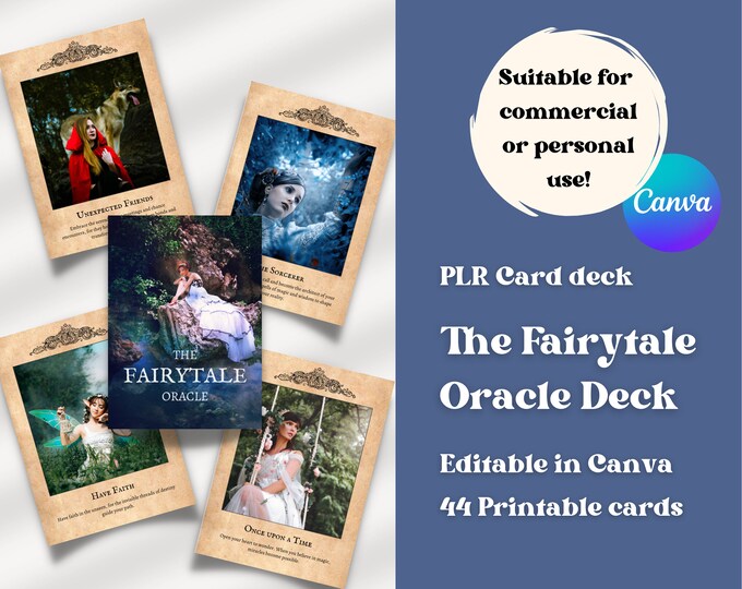 PLR Indie Fairytale Oracle Deck Printable Card Deck Editable Canva ...