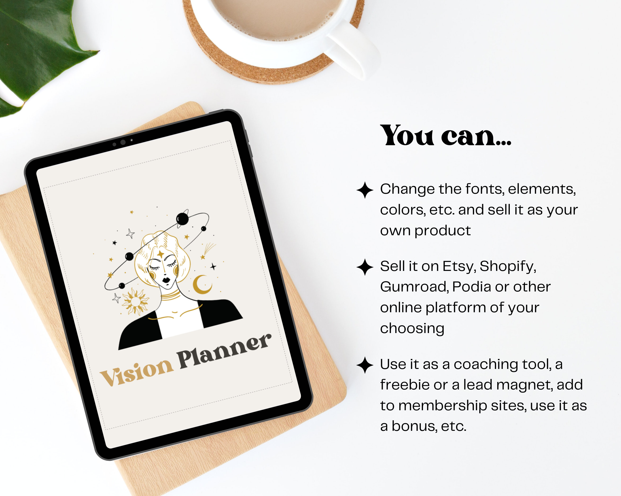 PLR Vision Board Planner With Resell Rights Editable Vision Planner ...