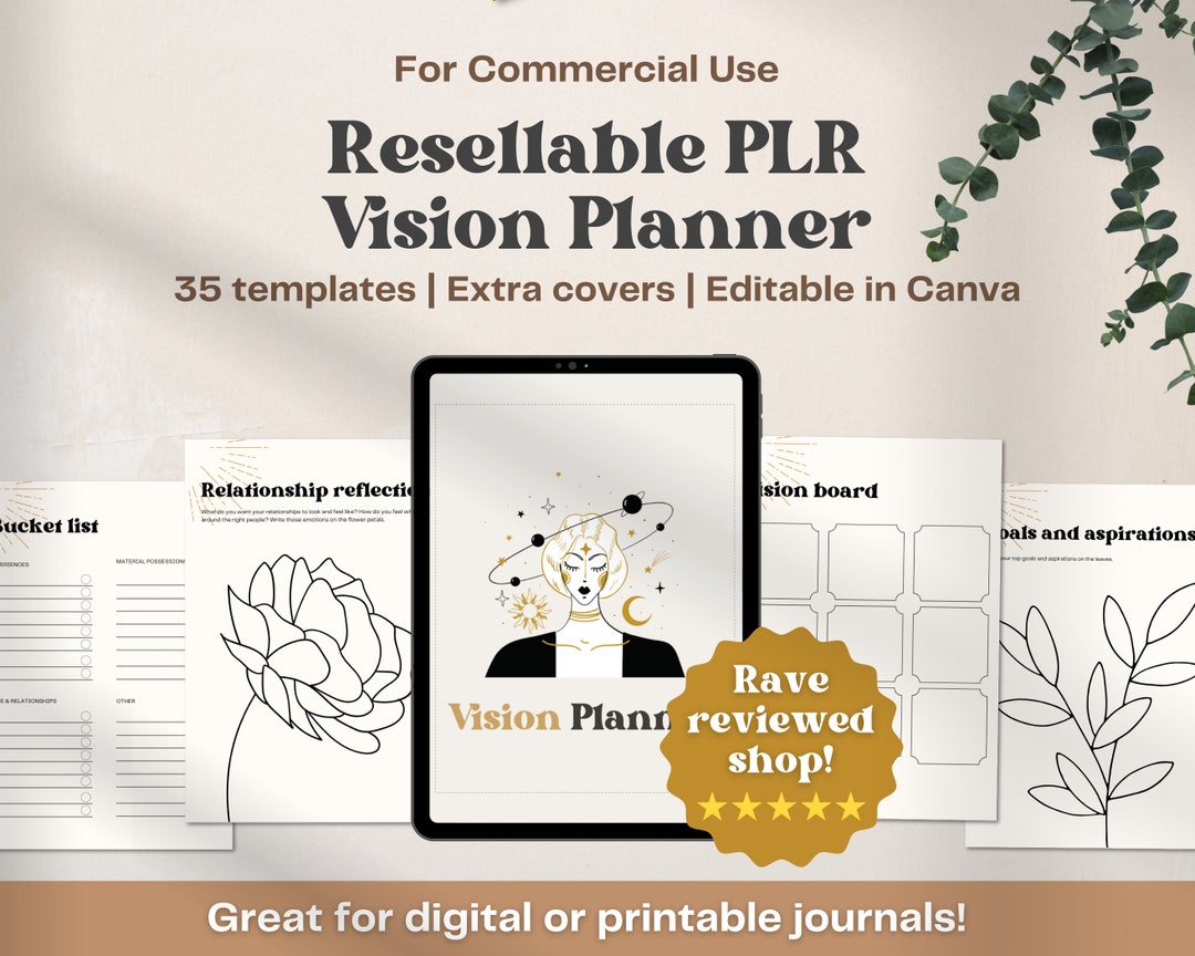 PLR Vision Board Planner With Resell Rights Editable Vision Planner ...