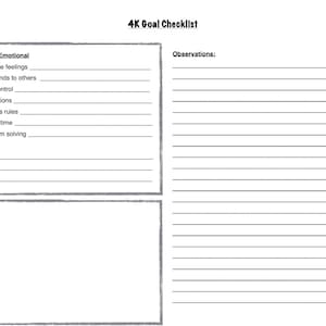 Preschool/4k Goals Checklist for Portfolios - Etsy