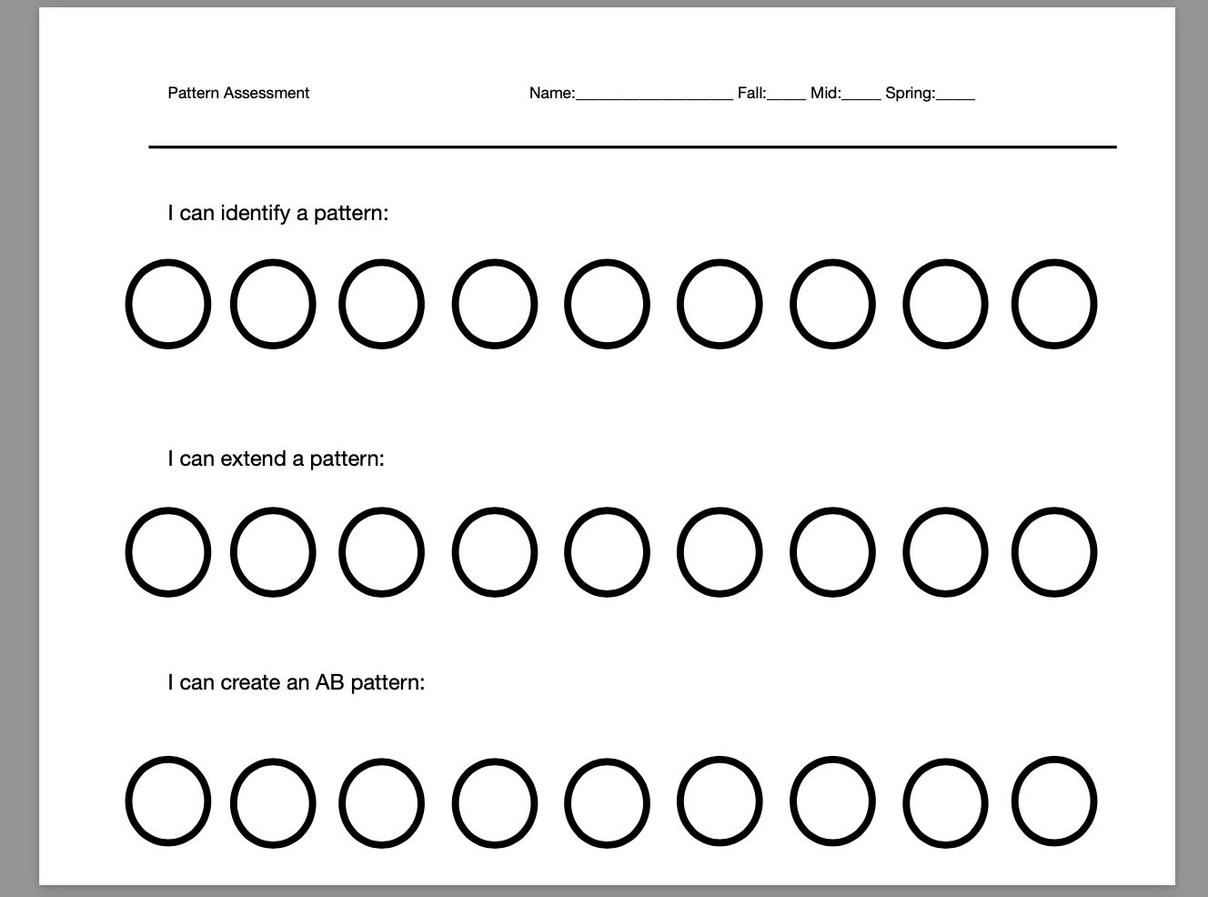 4k/preschool Assessment Forms - Etsy