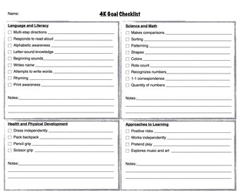 Preschool/4k Progress Report - Etsy