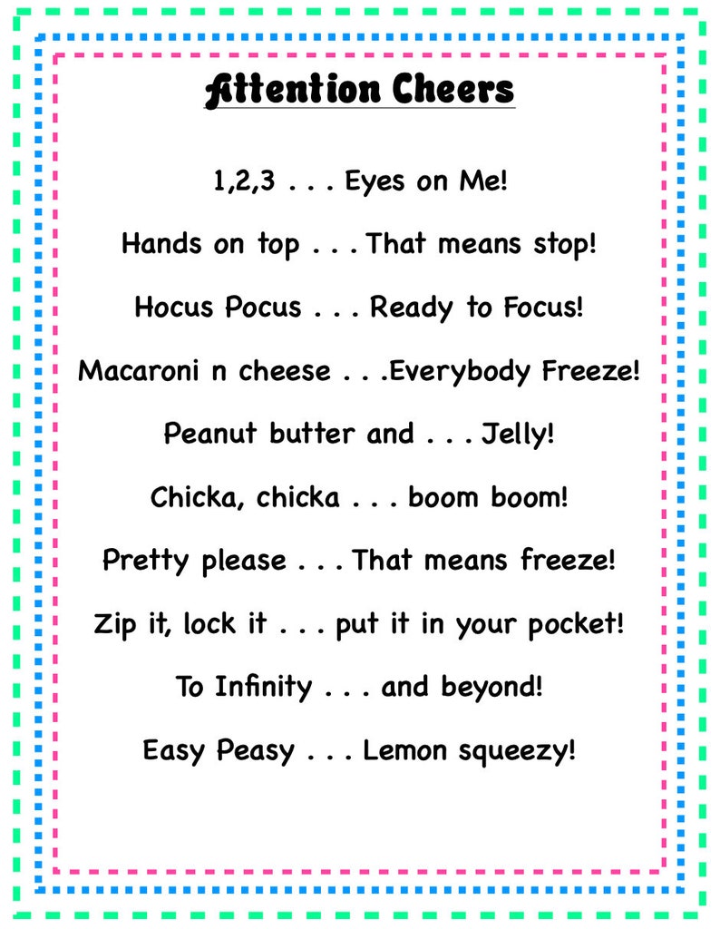 Preschool Attention Grabber Cheers - Etsy