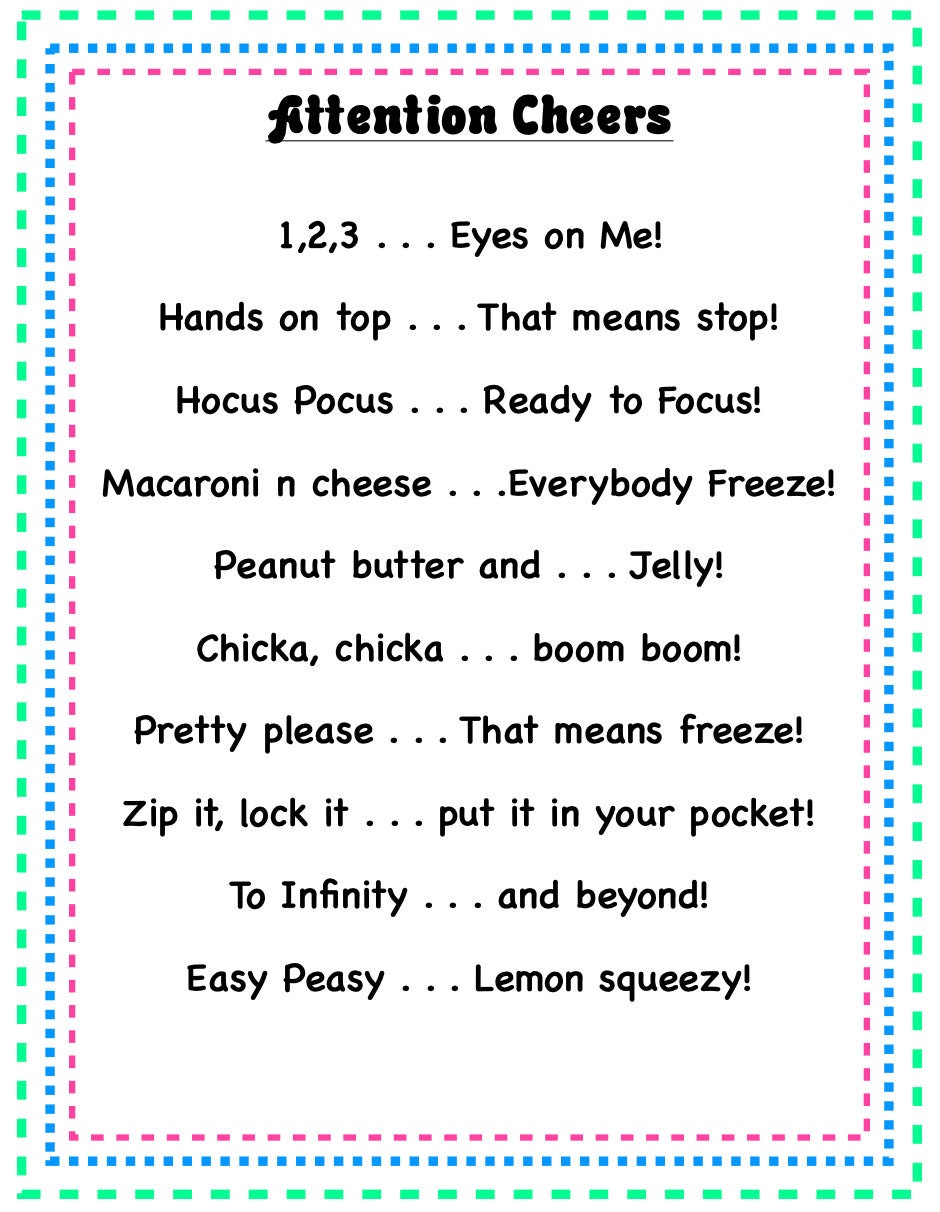 Preschool Attention Grabber Cheers - Etsy
