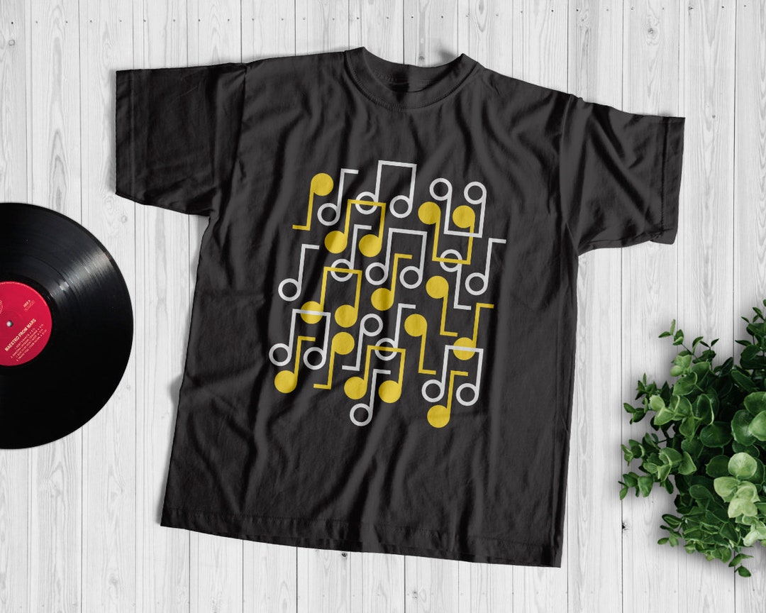Music Notes Tee, Notes Pattern Tshirt, Music Graphic T-shirt, Retro ...