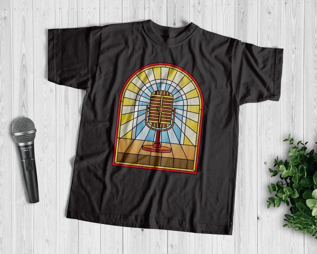 Microphone T-shirt, Music Tee, Singer Top, Vintage Music Tee, Retro ...