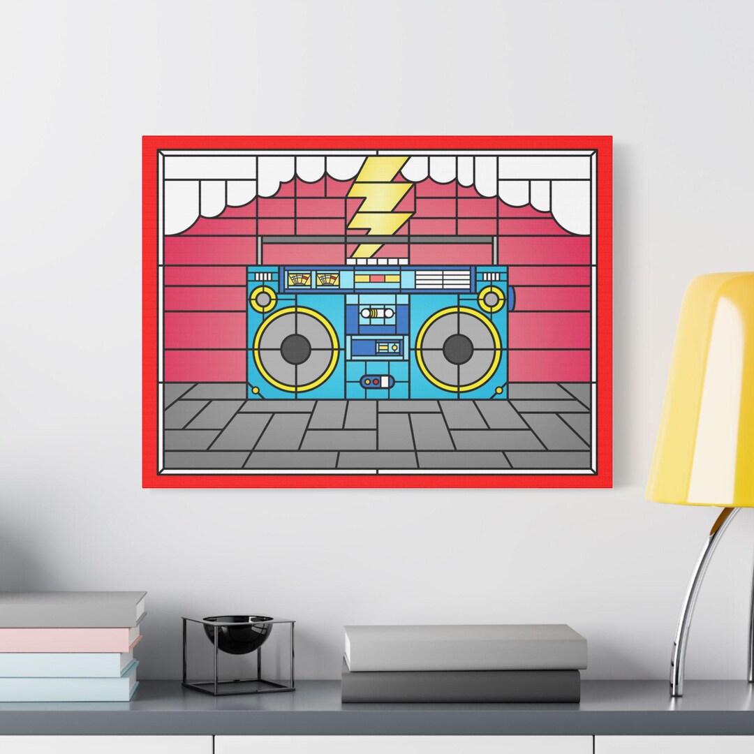 Stained Glass Boombox Print: Retro Music Canvas or Poster - Etsy