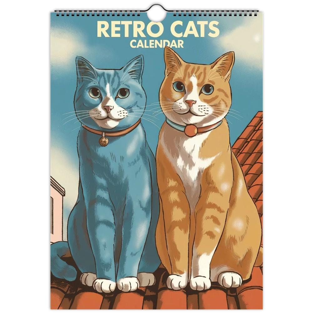 Vintage Retro Cat Wall Calendar: Custom Start Date - Etsy