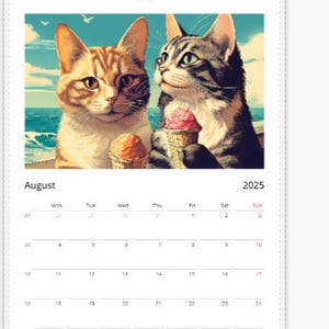 Vintage Retro Cat Wall Calendar: Custom Start Date - Etsy