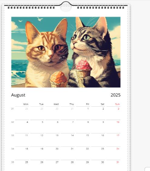 Vintage Retro Cat Wall Calendar: Custom Start Date - Etsy