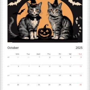 Vintage Retro Cat Wall Calendar: Custom Start Date - Etsy