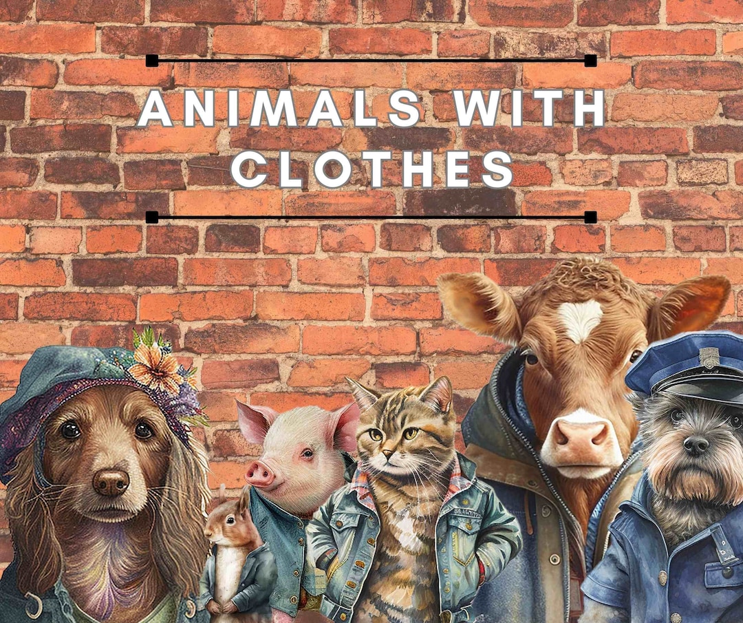 Animal With Clothes Illustrations for Personal Use or Printing On ...