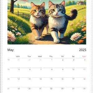 Vintage Retro Cat Wall Calendar: Custom Start Date - Etsy