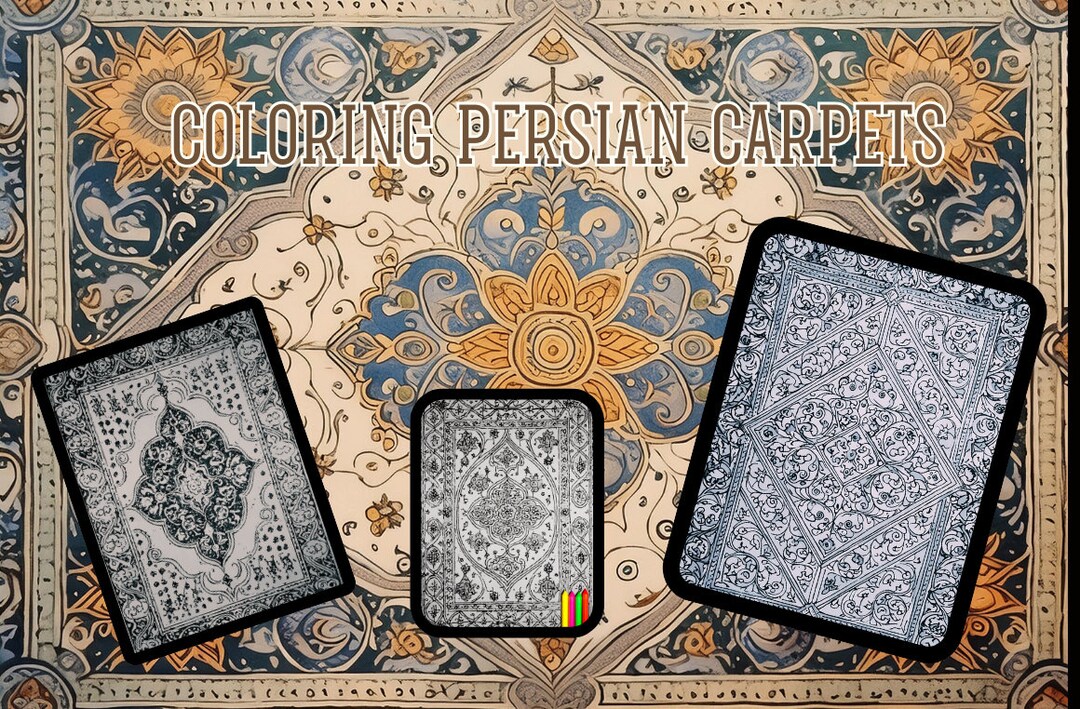 Persian Carpet Coloring Pages: 25+ Rug Designs (PDF & PNG) - Etsy