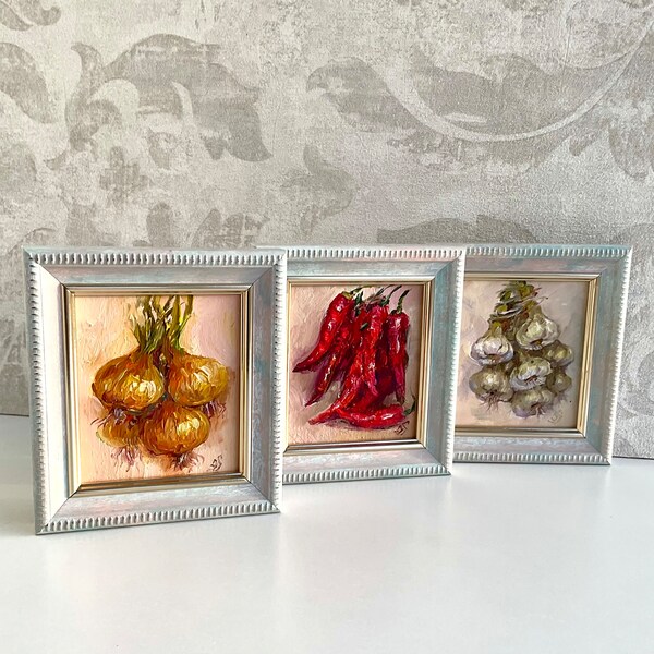 Miniature Garlic Oil Painting - Etsy