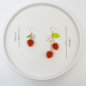 Raspberry Earrings Glass Fruit Earrings Food Jewelry Dangle & Drop ...
