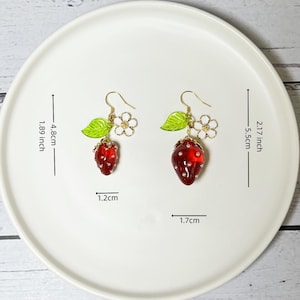 Strawberry Earrings Fruit Food Earrings Cute Dangle & Drop Earrings ...