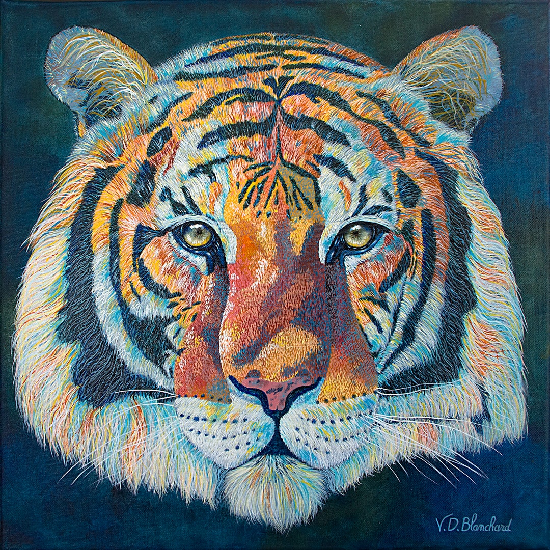 Original Painting of a Tiger, Acrylic Paint on Canvass, on Chassis - Etsy