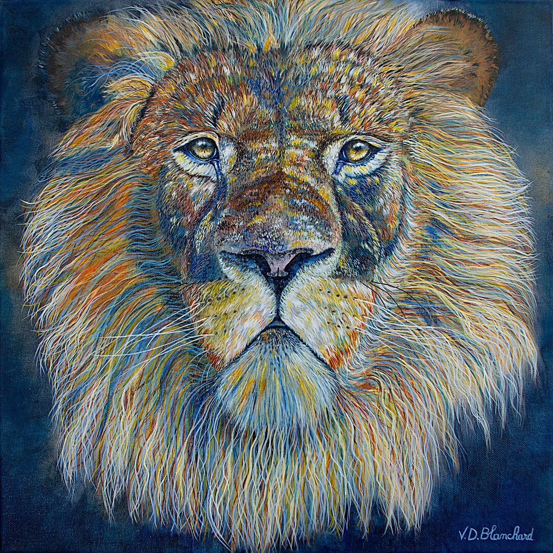 Original Painting of a Lion, Acrylic Paint on Canvass, on Chassis - Etsy
