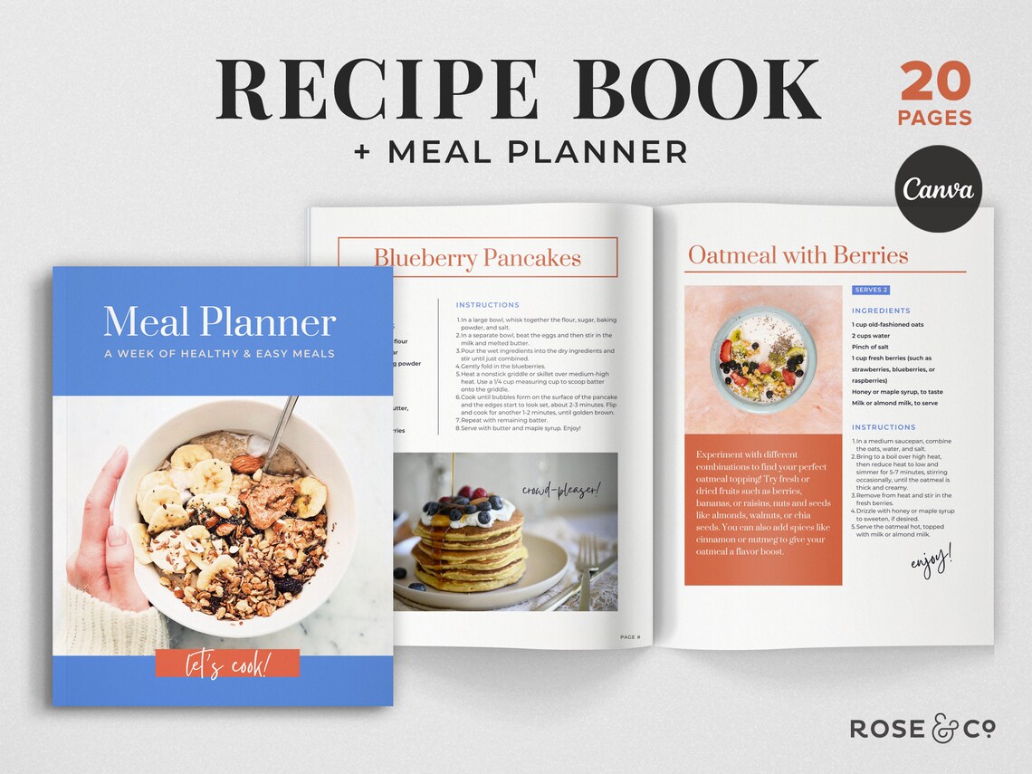 Canva Recipe Book Template | Canva Cookbook Template | Digital Cookbook ...