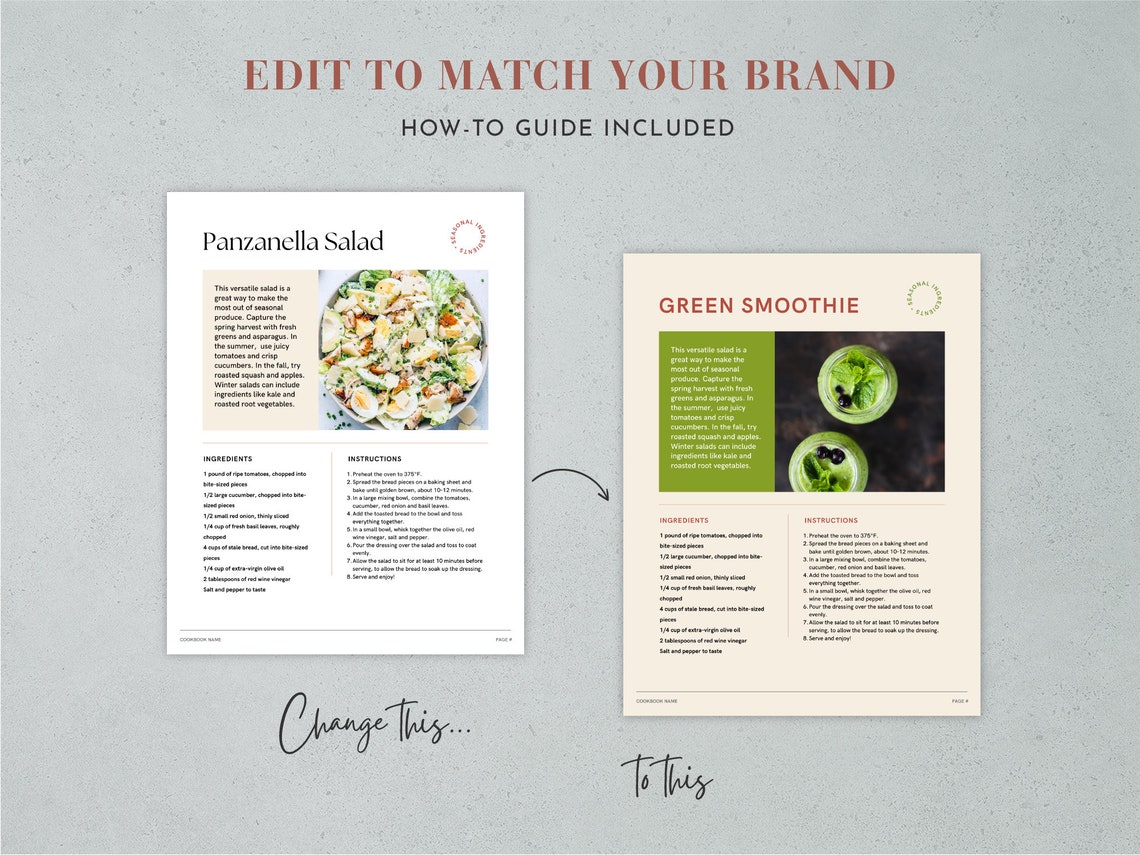 Canva Digital Cookbook Template Canva Recipe Book Template Meal Planner ...