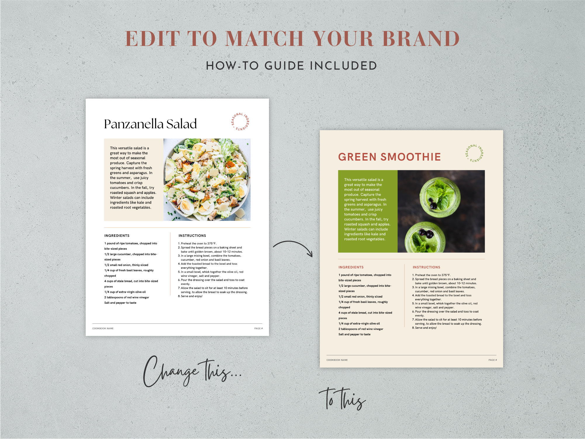 Canva Digital Cookbook Template | Canva Recipe Book Template | Meal ...