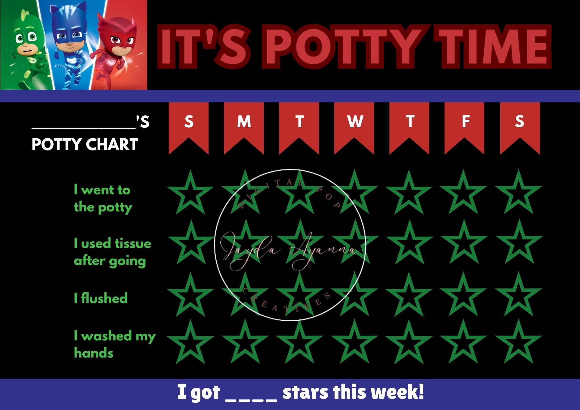 PJ Masks Potty Training Chart & Certificate - Etsy