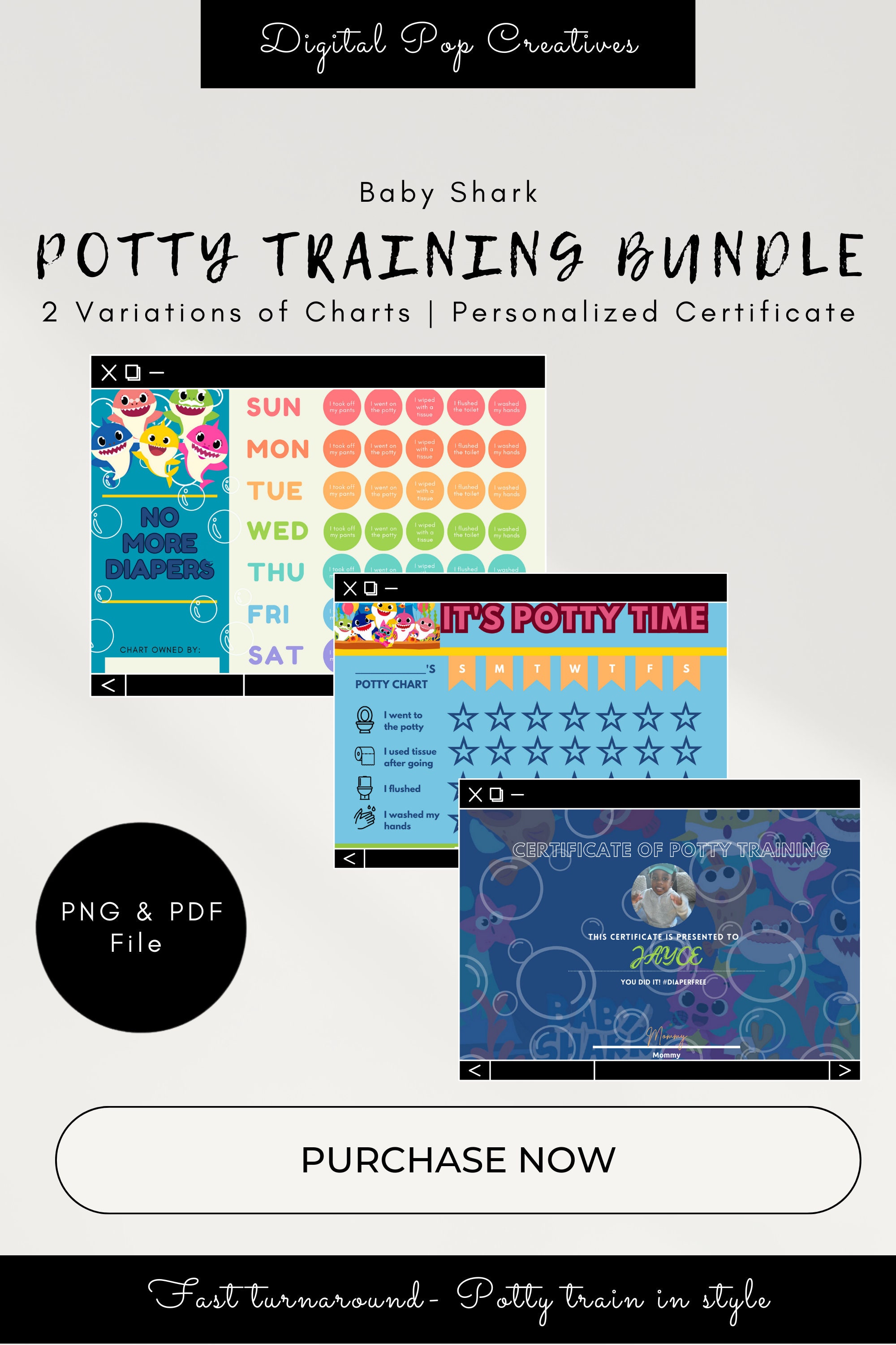 Baby Shark Potty Training Chart & Certificate - Etsy Baby Shark Potty Training Chart & Certificate - Etsy
