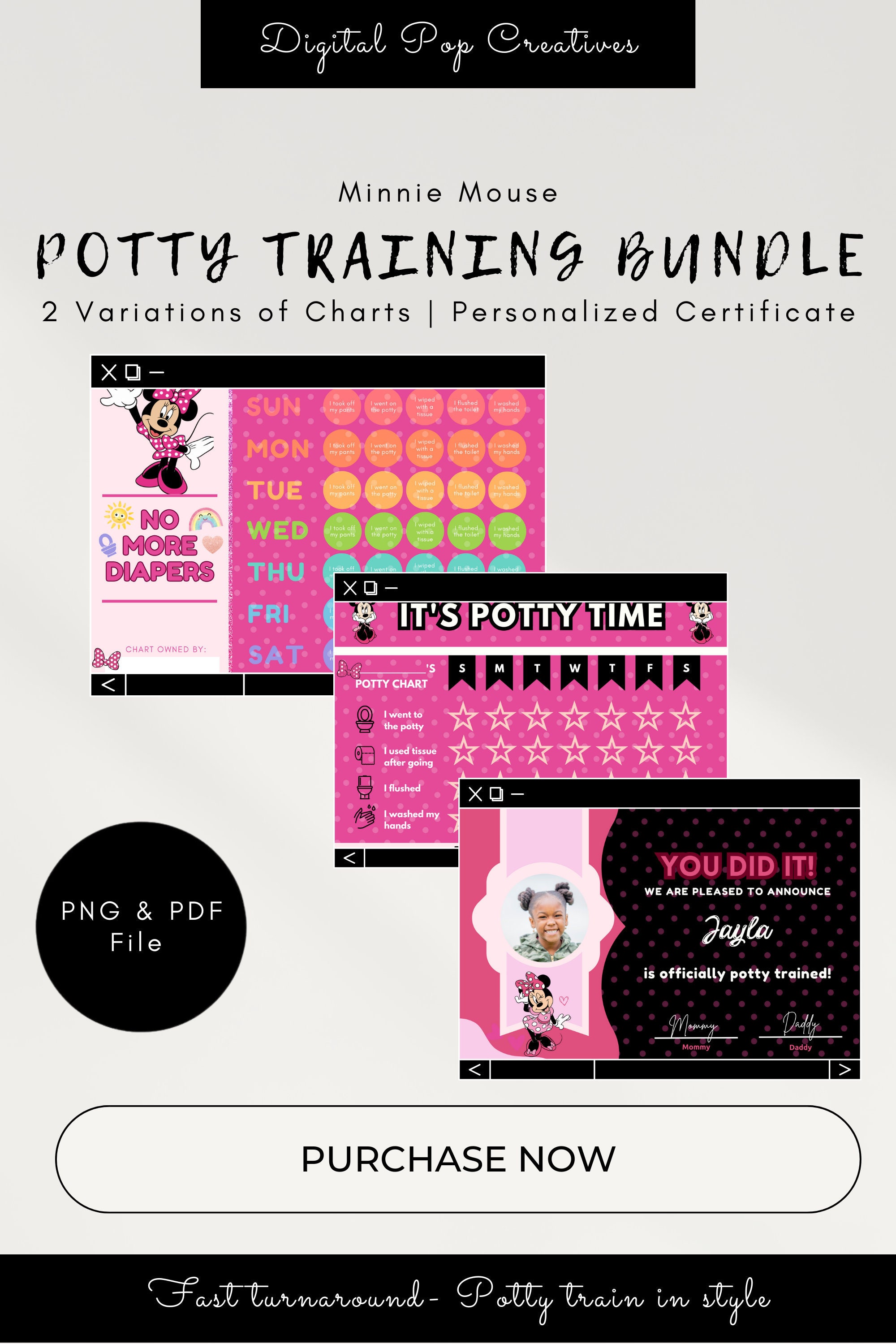 Minnie Mouse Potty Training Chart & Certificate - Etsy