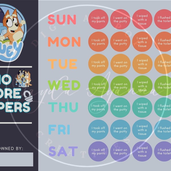 Bluey Potty Training Chart - Etsy